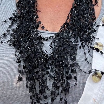 Denim Scarf Jewelry Bead Scarf Necklace Denim Jewelry Denim Summer ...