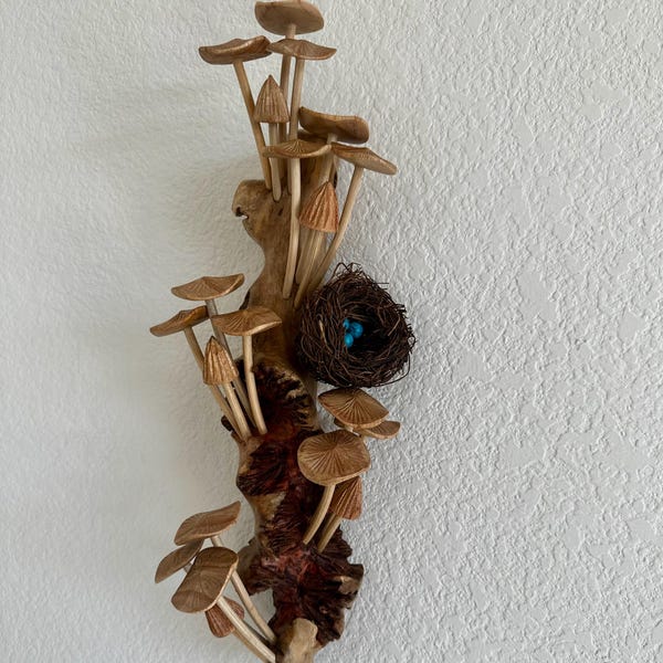 Wooden Hummingbird Couple Sculpture, Birds Feeding on Flowers, Figurine ...