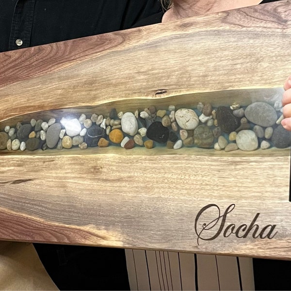 Caribbean Blue Black Walnut Epoxy River Charcuterie/serving Board - Etsy