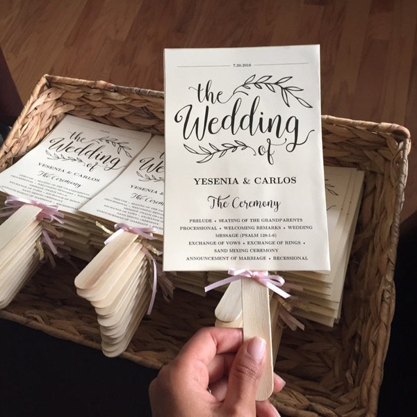 Printable Wedding Program Template, Rustic Wedding Fan Program ...