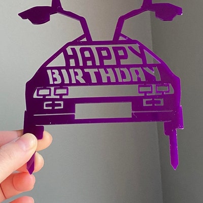 Delorean Back to the Future Birthday Car Mechanic Cake Topper ...