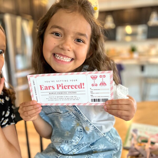 Ear Piercing Pink Gift Certificate EDITABLE, Ear Piercing Gift Voucher ...