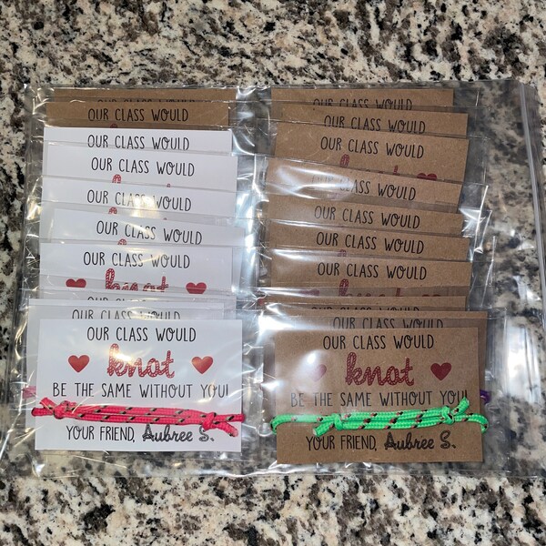 Knot Valentines, PRINTED Friendship Bracelet Valentine's Day Cards for ...