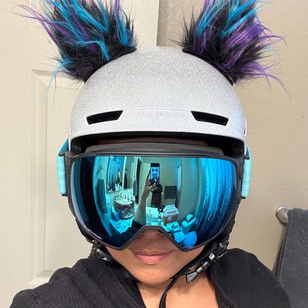Cat Ears Candy Pink Faux Fur That Sticks on (your Helmet!)ski Bike ...