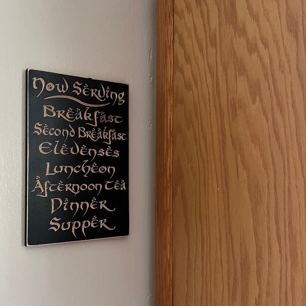 Hobbit Daily Meals Menu Second Breakfast Rustic Distressed Engraved ...