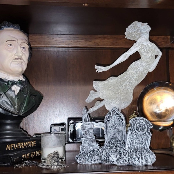 Victorian Ghost Statue, Hand Painted Resin Sculpture, Glow in the Dark ...