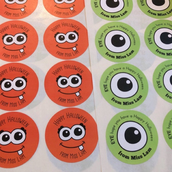 Halloween Stickers - Monster Eye Stickers Halloween Treat Bag Stickers ...