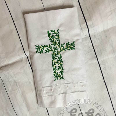 Beautiful Cross With Leaves Design Embroidery Design Includes 3 Sizes ...