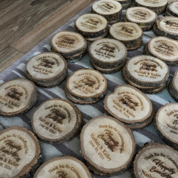 Wood Wedding Favors, Wedding Name Cards, Live Edge Wood Coasters ...