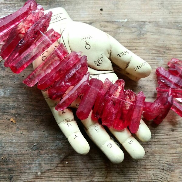 Frosted Red Quartz Crystal Spike Beads Crystal Points Raw Quartz Long ...