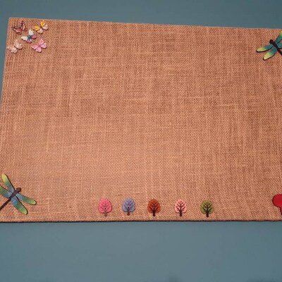 Large Grey Hessian Notice Board / Rustic Cork Board / Fabric Pinboard ...