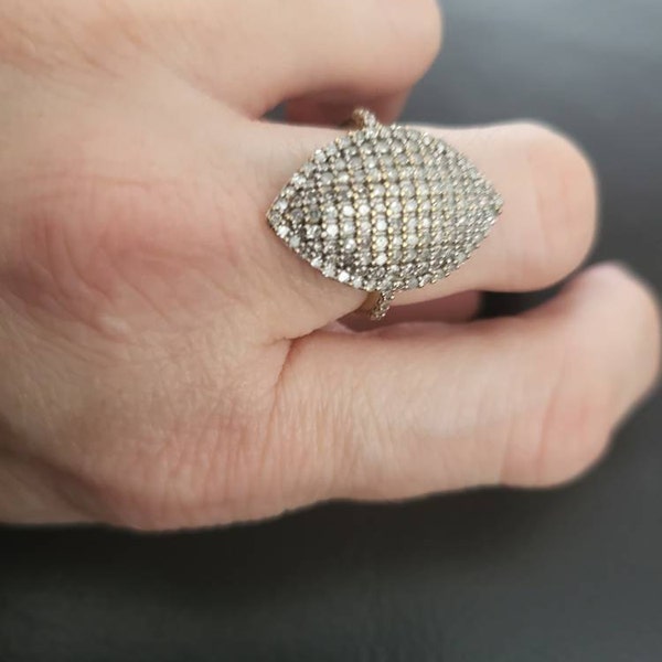 Mid Century 50s Gold Amber Ring, Extra Large Single Stone Amber Ring ...