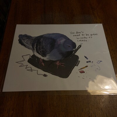 Famished Lad Pigeon Postcard/print/sticker - Etsy
