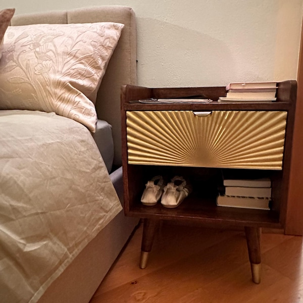 Bedside Table With Shelves Curved Bedside Table Unique Modern Farmhouse ...