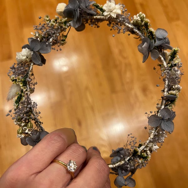 Baby's Breath+hydrangea Crown,boho Bride Crown,dried Flowers Crown ...