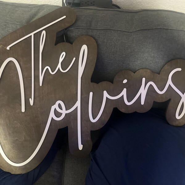 Large Last Name Sign, Cut Out Last Name Sign, Wedding Name Sign, Double ...