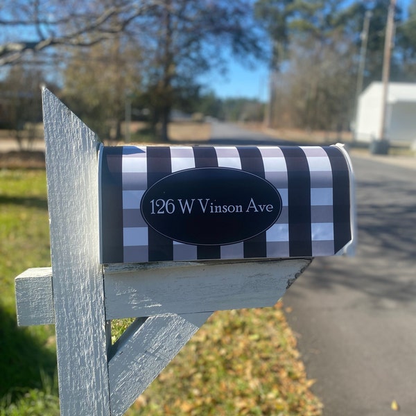 Custom Address Mailbox Covers Magnetic - Personalized Plaid Mailbox ...