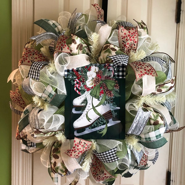 Gingham Christmas Cotton Wreath Sign, Farmhouse Christmas Wreath Sign ...