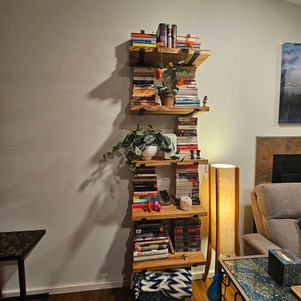 2 PACK Heavy-duty Floating Shelf Brackets, Industrial Metal J-shaped ...