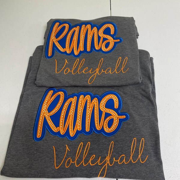 Satin Stitch Rams Double Stacked Script Applique Embroidery Download - Etsy