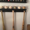 Baseball Bat Rack 11 Bats 6 Balls Wall Holder Display Wood Awards ...
