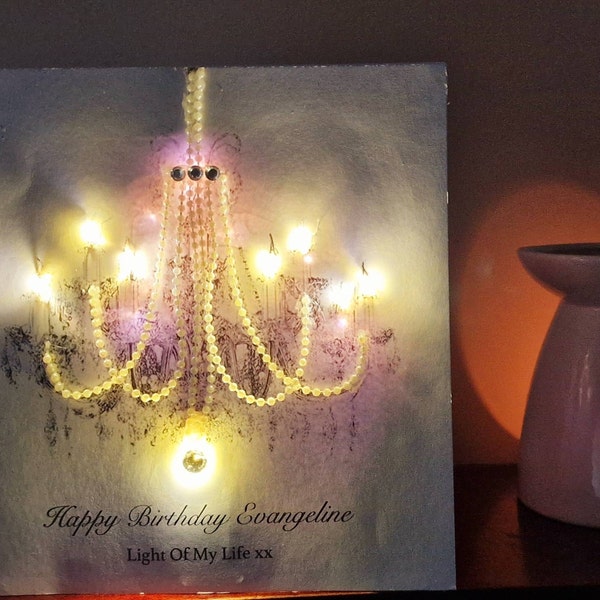 Light up Birthday Card, Bottle Lamp Personalised, Handmade Keepsake ...