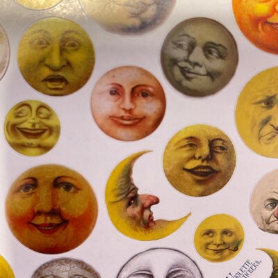 Man in the Moon Faces Stickers Sheet - Etsy