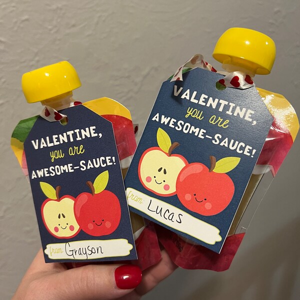PRINTABLE Valentine, You Are AWESOME-SAUCE! Applesauce Pouch Tag ...