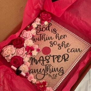 Graduation Cap Decoration God is Within Her She Can Master | Etsy