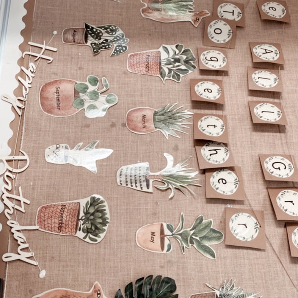 BOHO BOTANY Birthday Display, Birthday Chart, Plants Themed Classroom ...