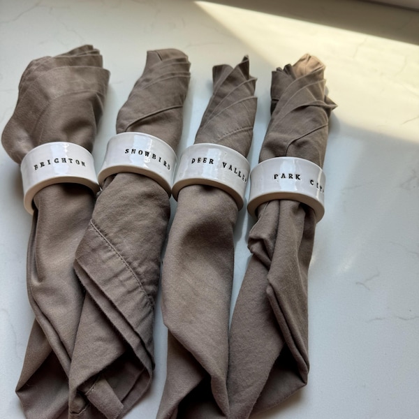 Personalized Napkin Rings Handmade Ceramic Engraved Napkin Ring Family ...