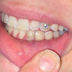 Solid 18k Gold & Rose Gold Tooth Charm Tooth Gem One Piece Gem Style ...