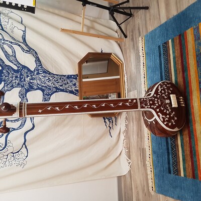 Sitar Indian Handcarved Left Hand Ravi Shankar Sitar 7 Main String 13 ...