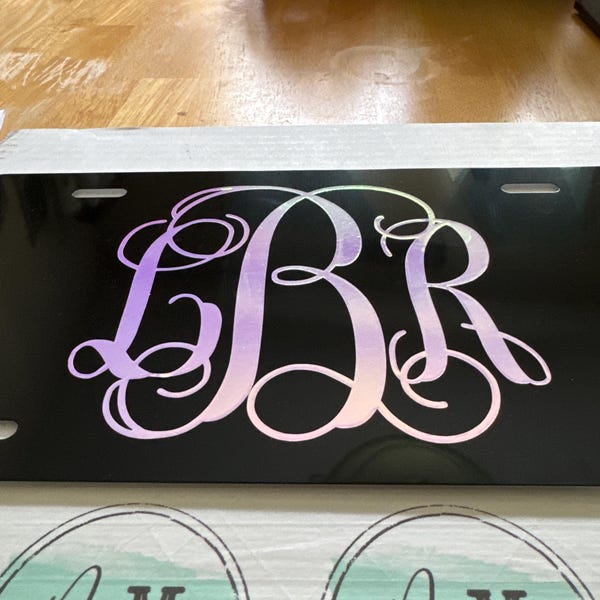 Holographic Monogram Front License Plate - Etsy
