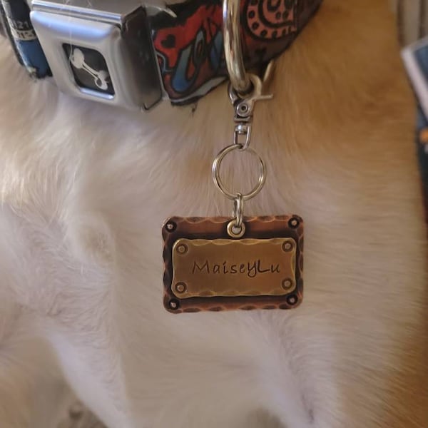 Large Dog Tag - Personalized Pet ID Tag With Hand Stamped and Engraved ...