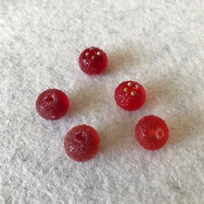 Dark Fuchsia Lampwork Raspberry, Frost Glass Berry, Glass Raspberries ...