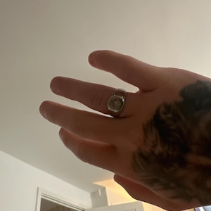 Mens Silver Chain Spinner Ring, Silver Stainless Steel Ring, Rotating ...