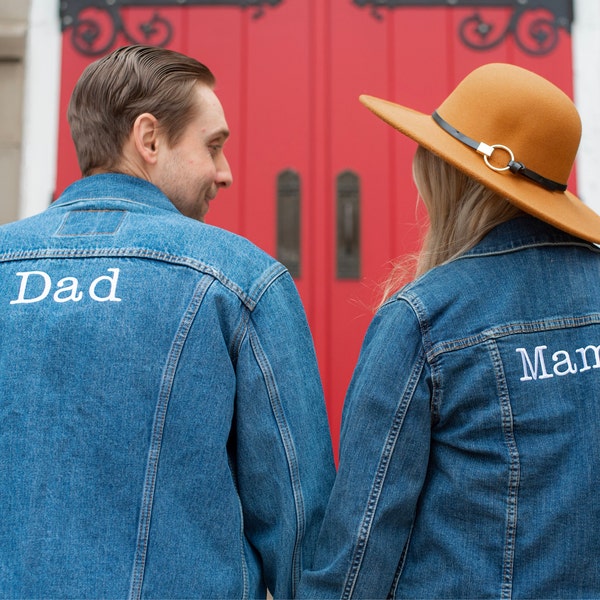 Mom Dad Embroidered Denim Jean Jacket, Family Matching Jackets ...