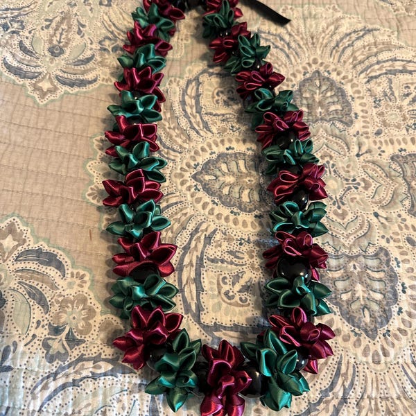Toropical Flower Hawaiian Ribbon Lei,graduation Lei,anniversary Lei ...