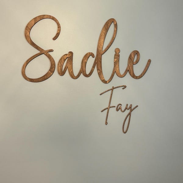 Nursery Name 3D Wood Sign / Cursive Name Laser Cut/ Custom Name Feature ...