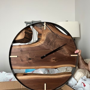 Made to Order 14 Black Walnut Live Edge Wood Wall Clock, Unique ...