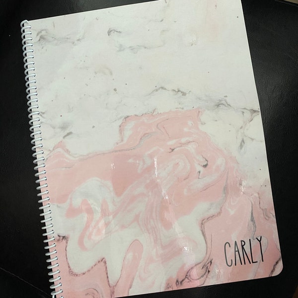 Personalized Notebook Cover, Marble Notebook, Monogram Notebook, Pink ...
