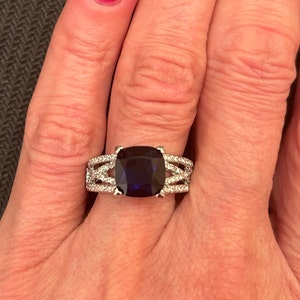 Gina 3ct Sapphire Blue Round CZ Encrusted Silver Band Ring-sapphire ...