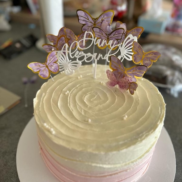 Personalised Butterfly Cake Topper Acrylic Butterfly Cake Decorations ...