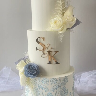 Wedding Initial Fancy Cake Charm Engagement Custom Personalized Acrylic ...