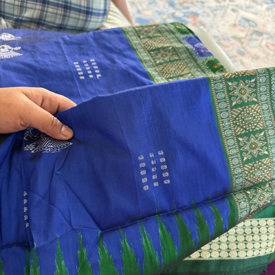 Women's Red Odisha Sambalpuri Tissue Silk Pure Handloom With Brown ...