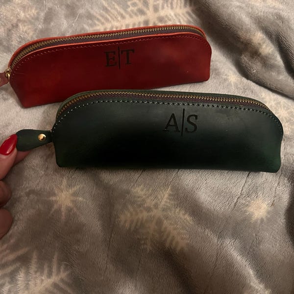 Custom Leather Pencil Case, Personalized Pencil Organizer, Monogrammed ...
