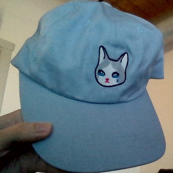 Cat Dad Hat | Sad Cat, Crying Cat Meme, Funny Cat Hat, Cap for Cat ...