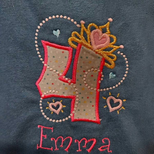Princess Tiara + Pearls #4 Applique Machine Embroidery Design Birthday ...