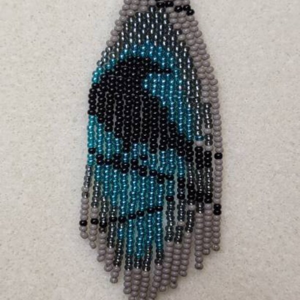 PDF BEADING PATTERN - Raven Beaded Oval Earrings Pattern for Bird and ...